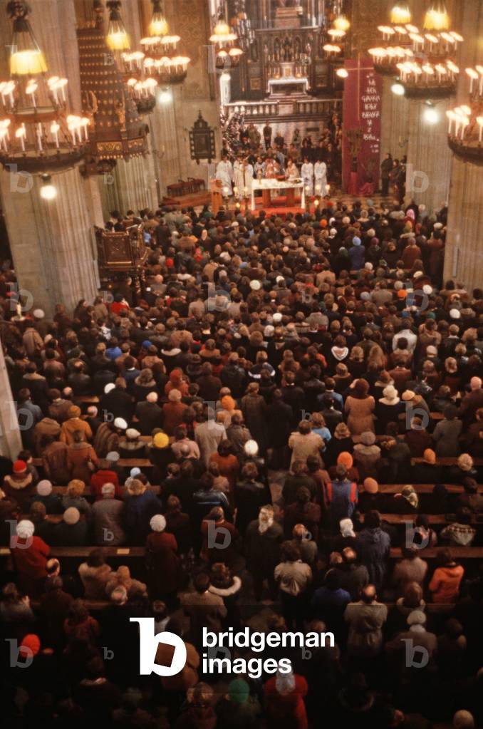Image of Roman Catholic mass in Dominican church, Cracow, Poland, 1979 ...