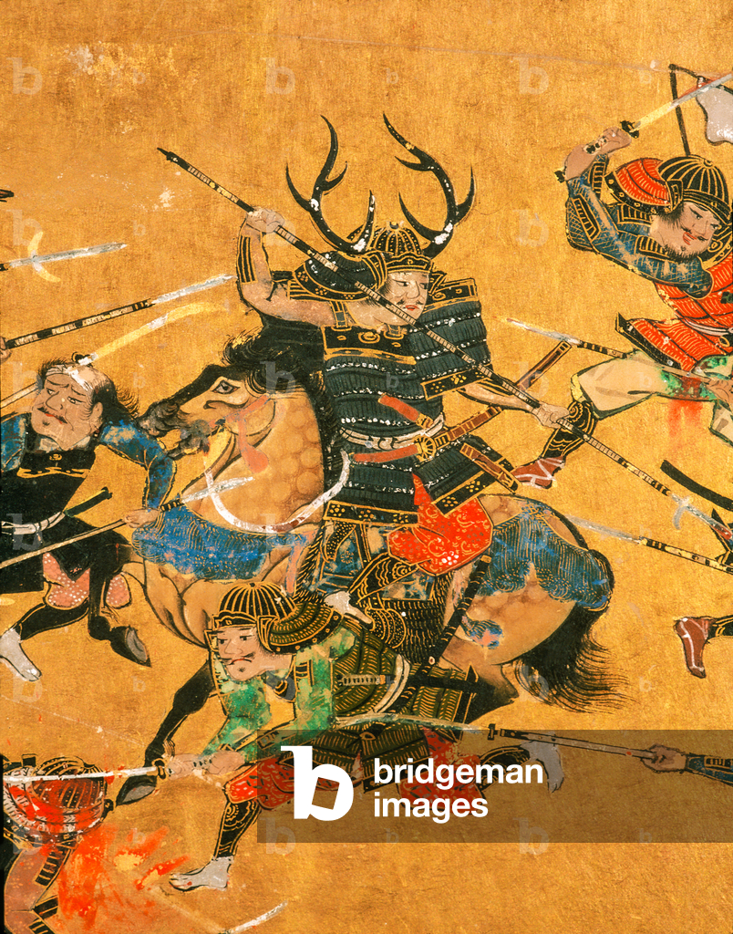 Image of Samuari- 2 panels depicting a detail scene from the Battle by ...