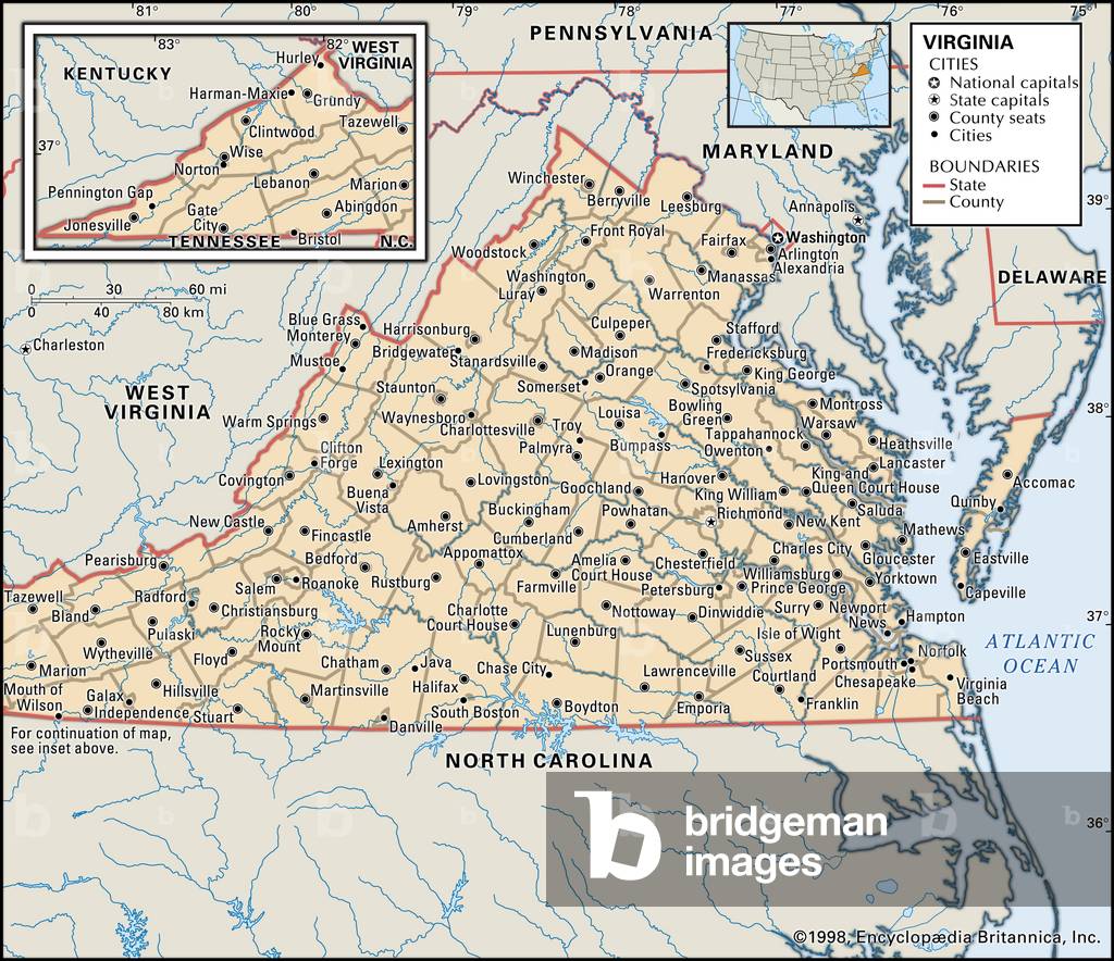 Image of Political map of Virginia