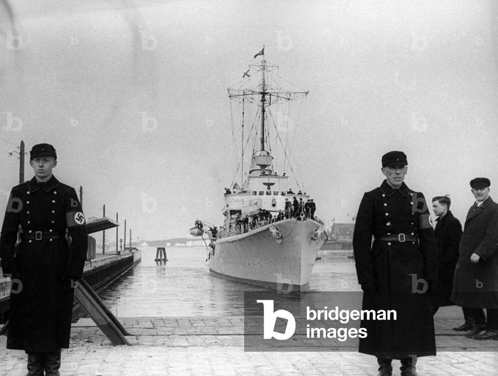 Image of The German Kriegsmarine in the port of Memel, 1939 (b/w