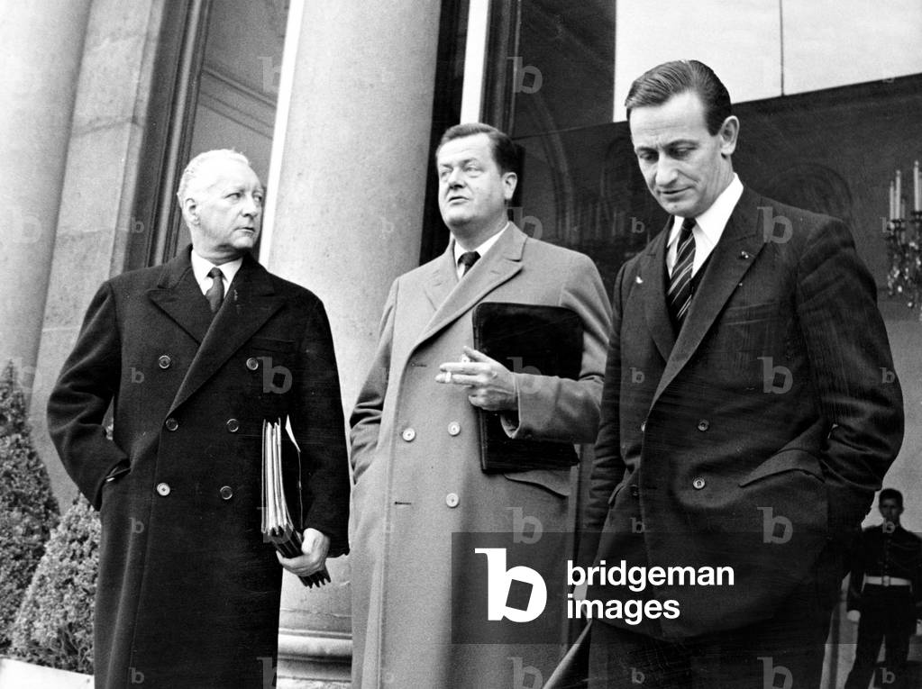 Image of Pierre Messmer, Olivier Guichard and Joseph Comiti Leaving ...