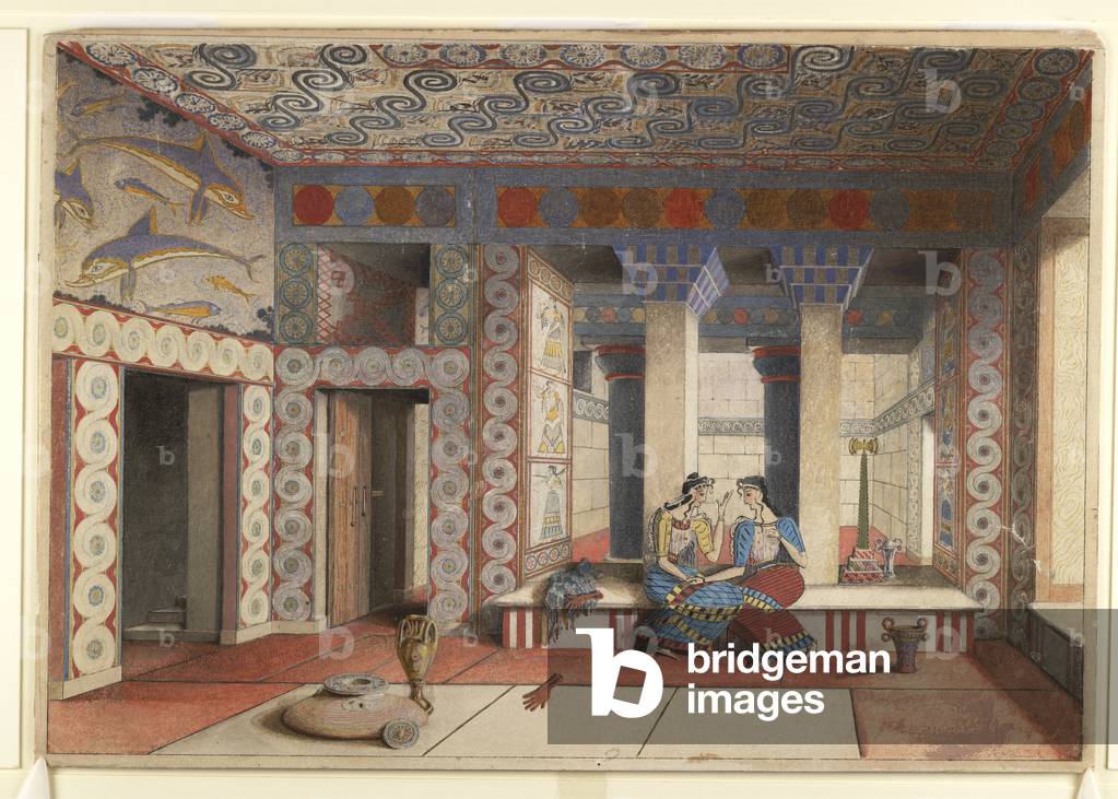 Image of Painting of the reimagined Queen's Megaron from the Palace of ...