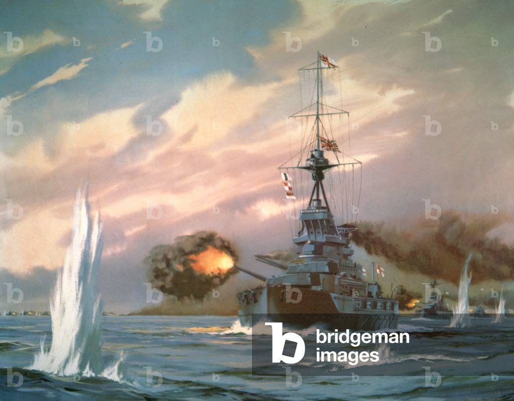 Image of The Battle of Jutland, 1916 (colour litho) by McGoran, Winston ...