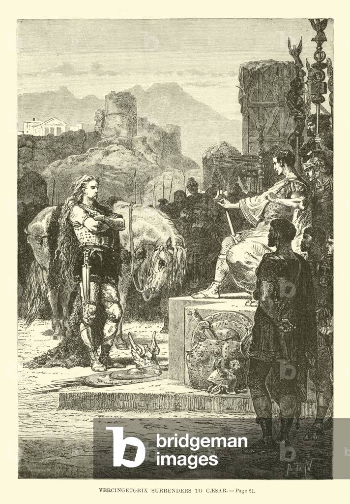 Image of Vercingetorix surrenders to Caesar (engraving) by French ...