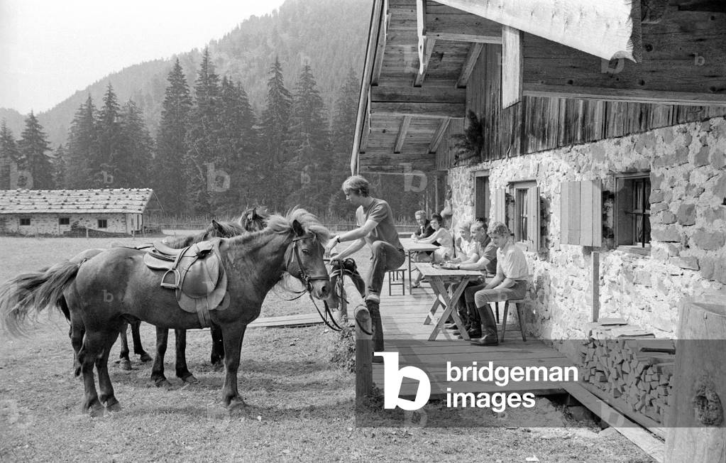 Image of Equestrian farm in Bavaria, 1971 (b/w photo)