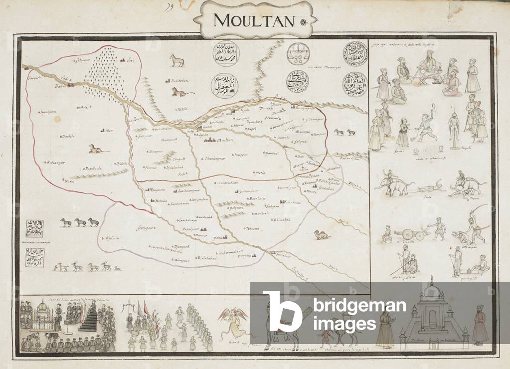 Image of A map of the Mughal province of Moultan