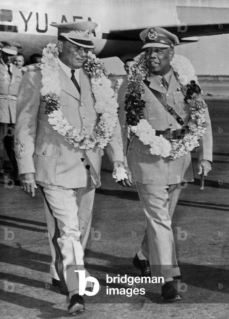 Image of Yugoslavian President Josip Broz Tito in Khartoum, Sudan, With ...