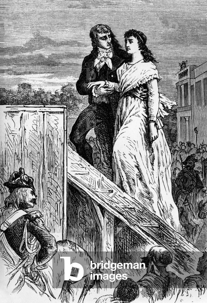 Image of Jeanne Marie Manon Philippon lead to the guillotine (engraving)