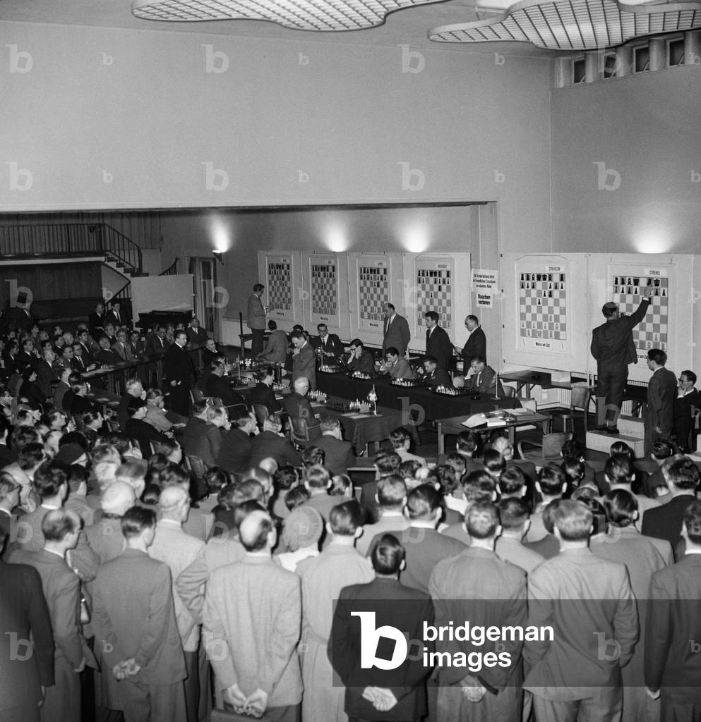 Image of Switzerland Mikhail Botvinnik, 1956 (b/w photo)