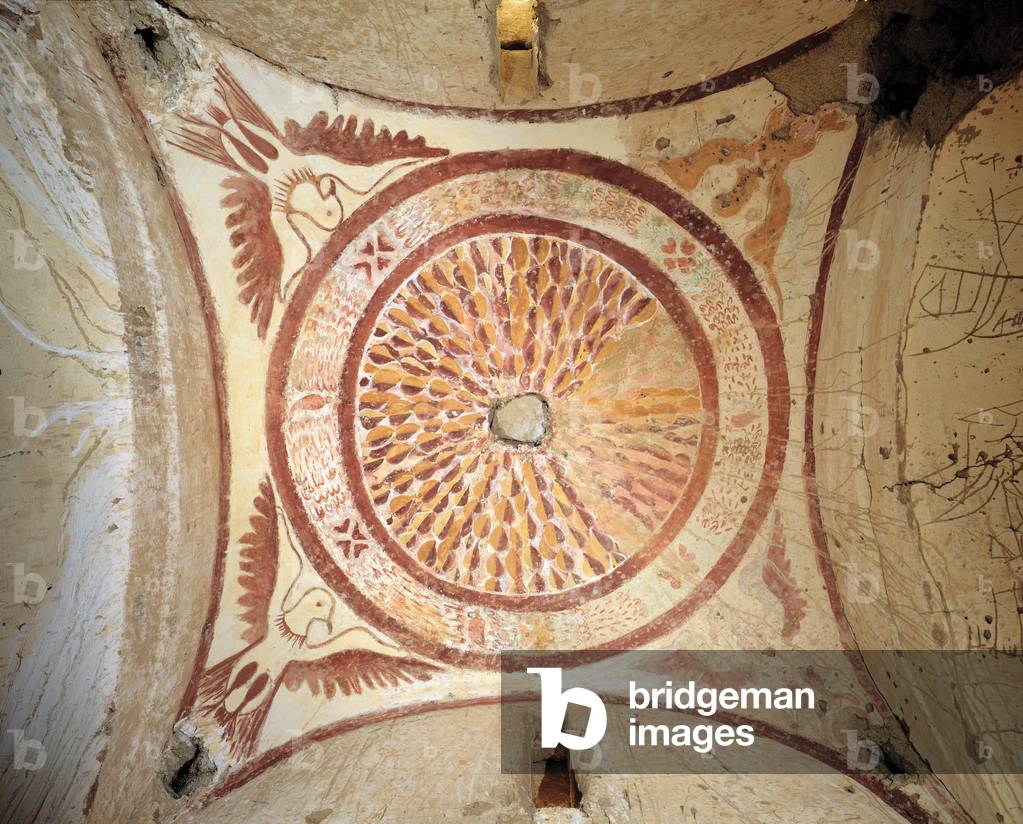 Image of Coptic art : Vault with Christian symbols - crosses and by Coptic