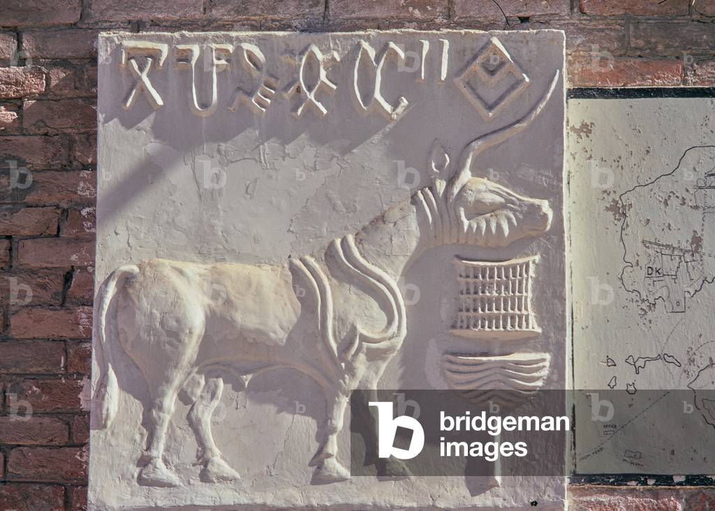 Image of Site of Mohenjo Daro marked by reproduction cast seal, 1969