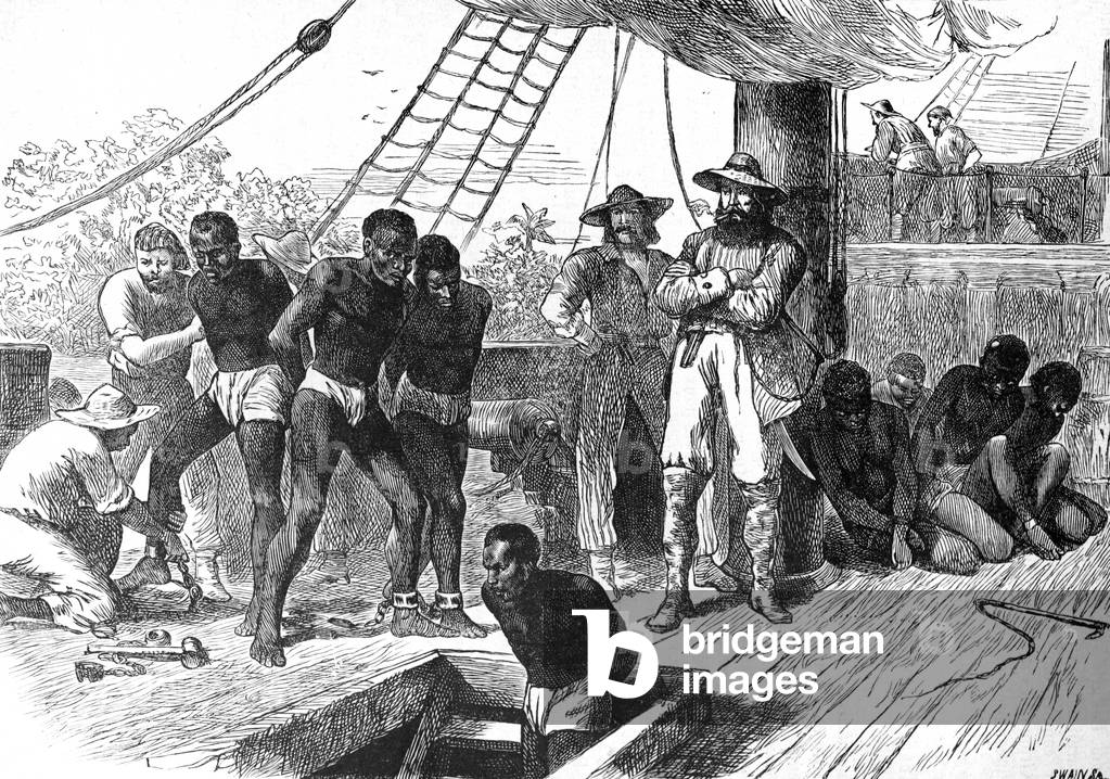 Image of Slave Ship Off the African Coast, 1881 (engraving)