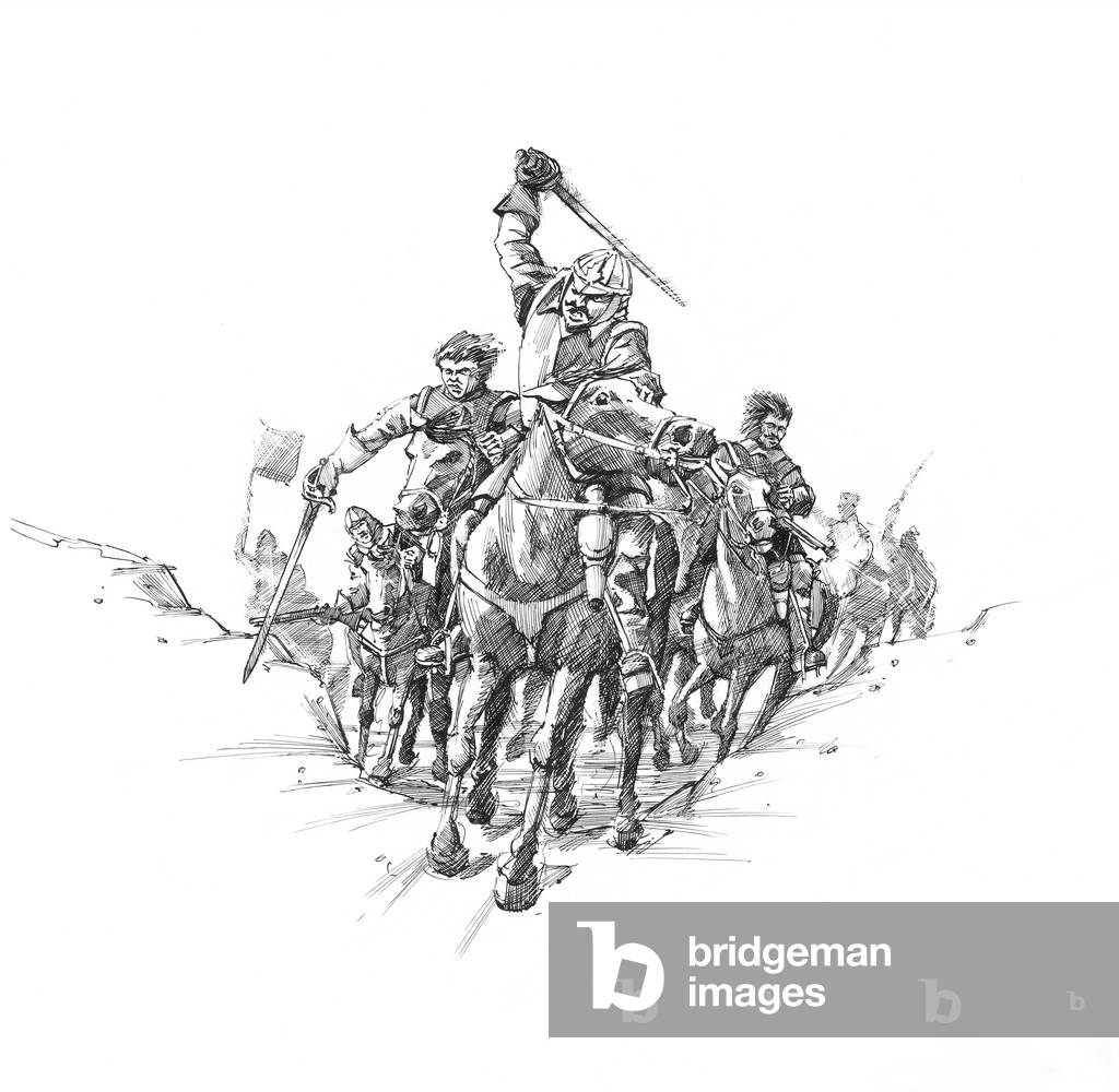 Image of Des soldats de la cavalerie écossaise en charge à travers by ...