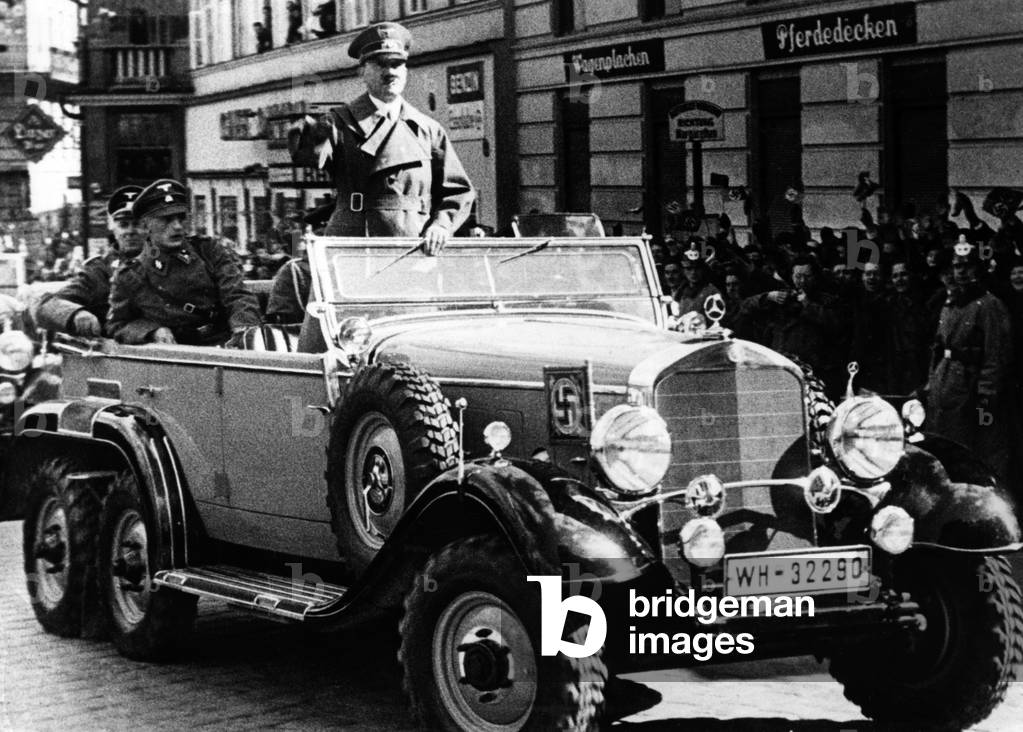 Image of Adolf Hitler in Linz, 1938 (b/w photo)