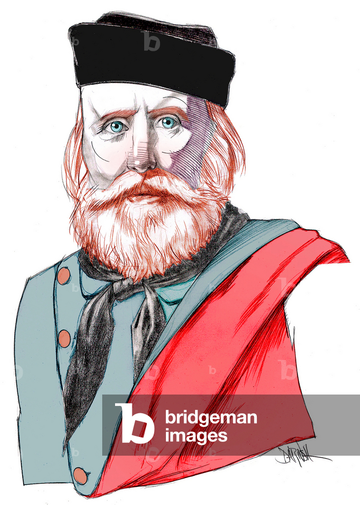 Image of Giuseppe Garibaldi (digital coloured pencil drawing) by ...