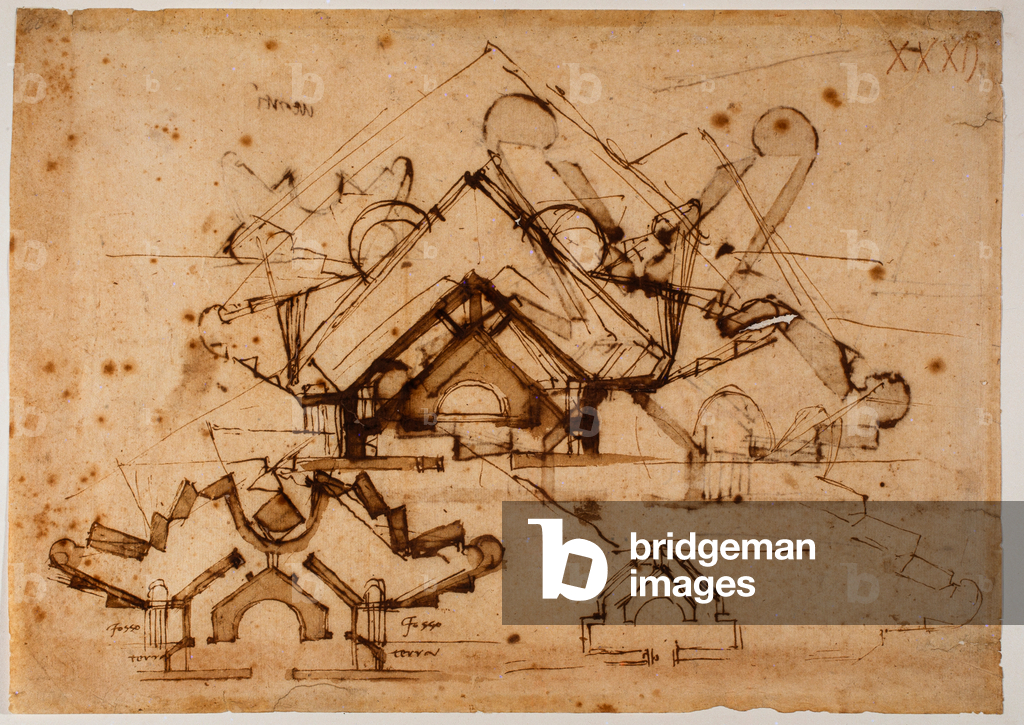 Image of Study of fortification, 16th century (drawing) by Buonarroti ...