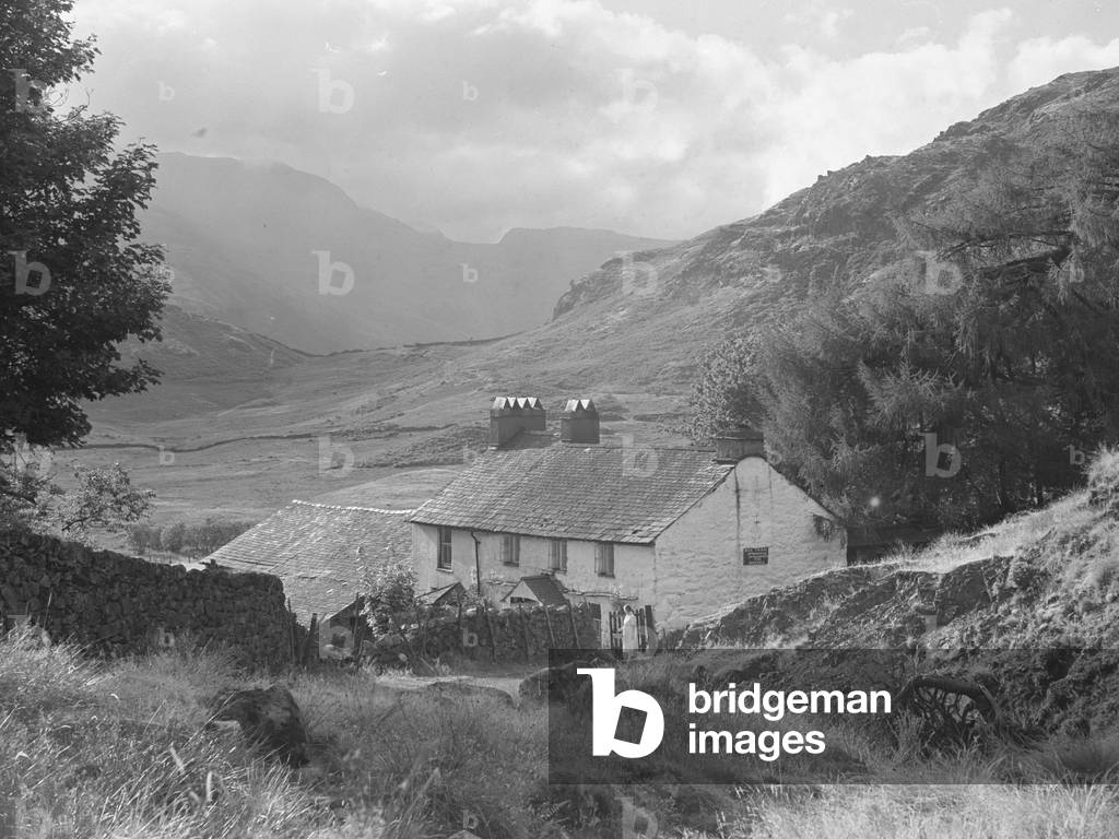 Image of A view of Blea Tarn Farm surrounded by fells, 1930s-60s by ...
