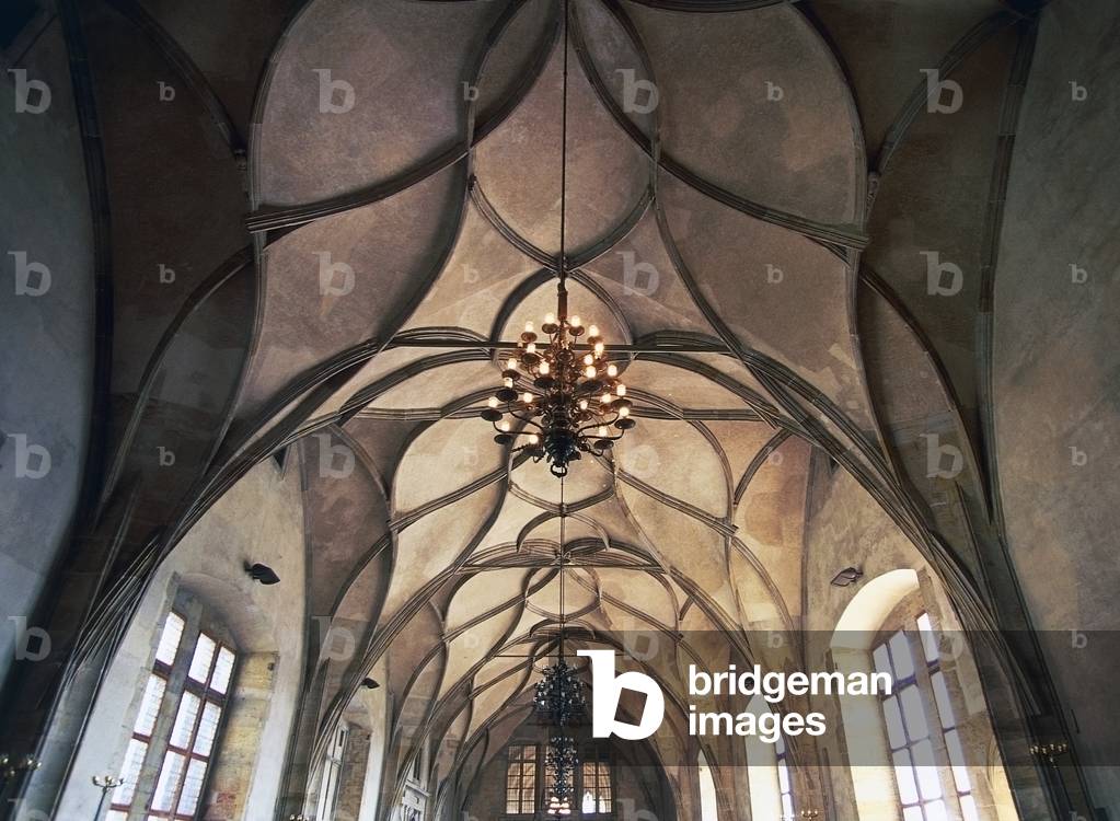 Image of Gothic ceiling, Vladislav Hall (15th century), designed by ...