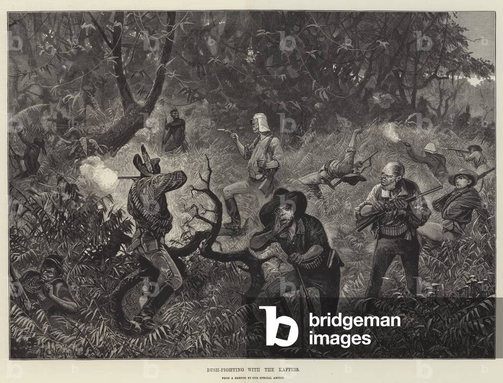 Image of Bush-Fighting with the Kaffirs (engraving) by Woodville ...