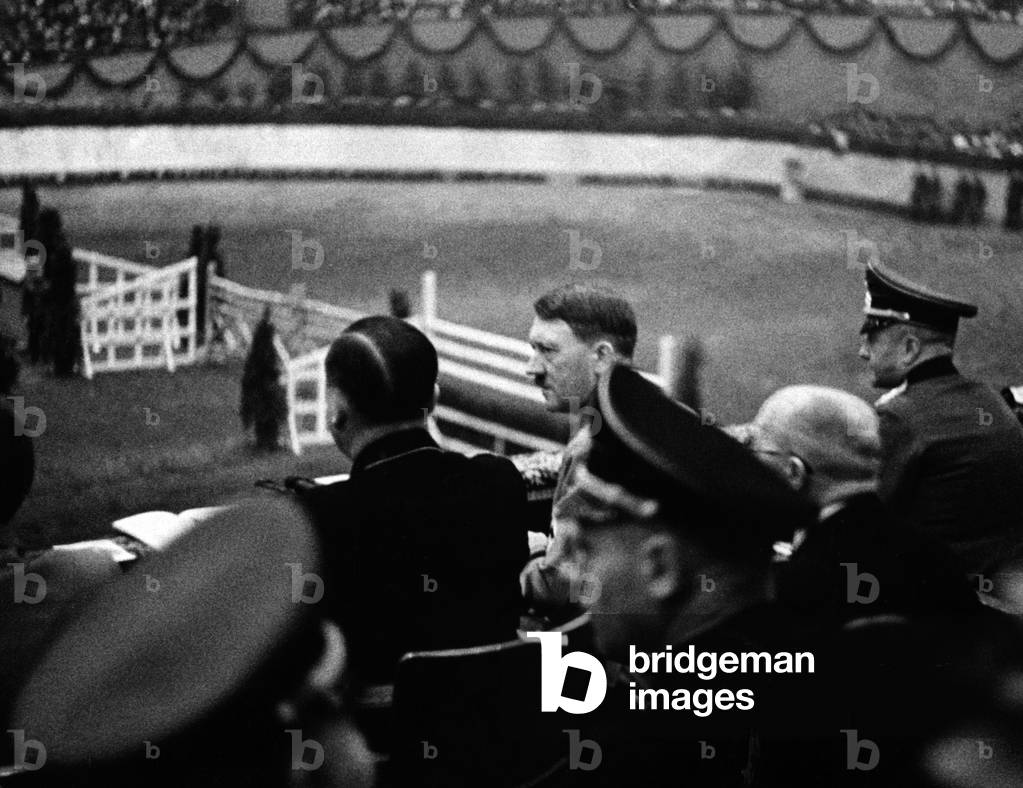 Image of Adolf Hitler at a riding and driving tournament, 1939 (b/w
