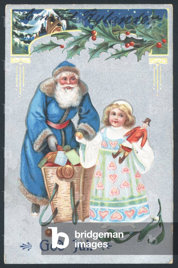 Image of Swedish Christmas card (colour litho) by Swedish School, (20th ...
