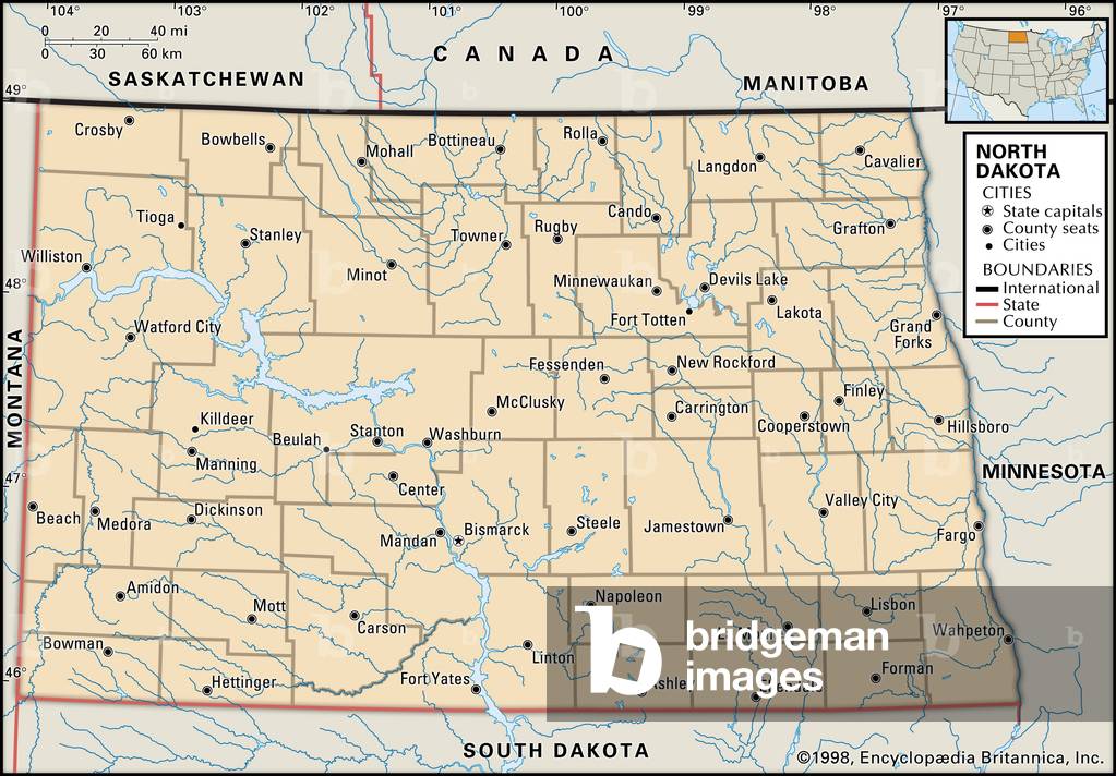 Image of Political map of North Dakota