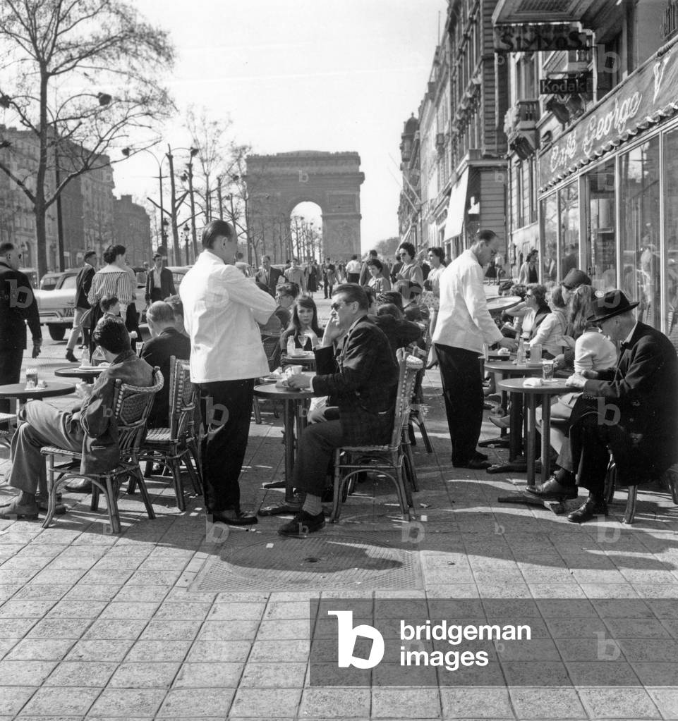 Image of Waiters and Clients Outside at The Afe Georgev, Champs Elysees,