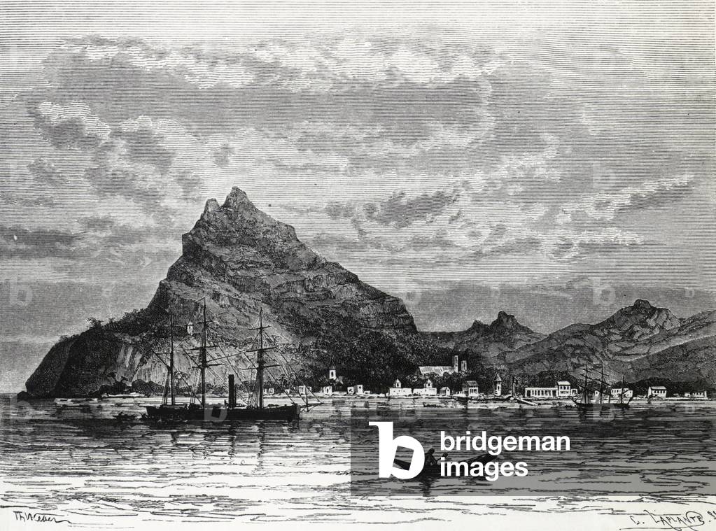 Image of The village of Rikitea on Mangareva Island, Gambier Islands ...