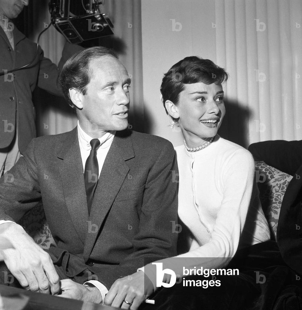 Image of Audrey Hepburn and Mel Ferrer, Italy, 1955 (b/w photo)
