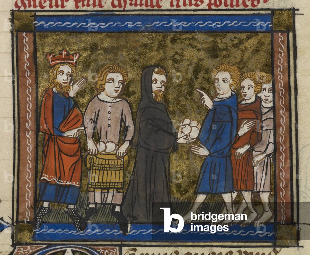 Image of The Kaan dispensing doles of food . Manuscript illustraion of ...