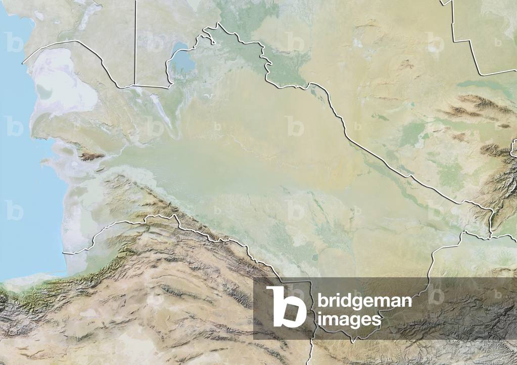 Image of Turkmenistan, Relief Map with Border
