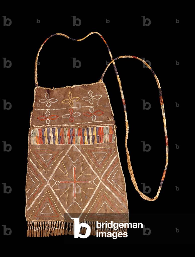 Image of Shoulder Bag (blackened buckskin, porcupine quills & vegetal ...