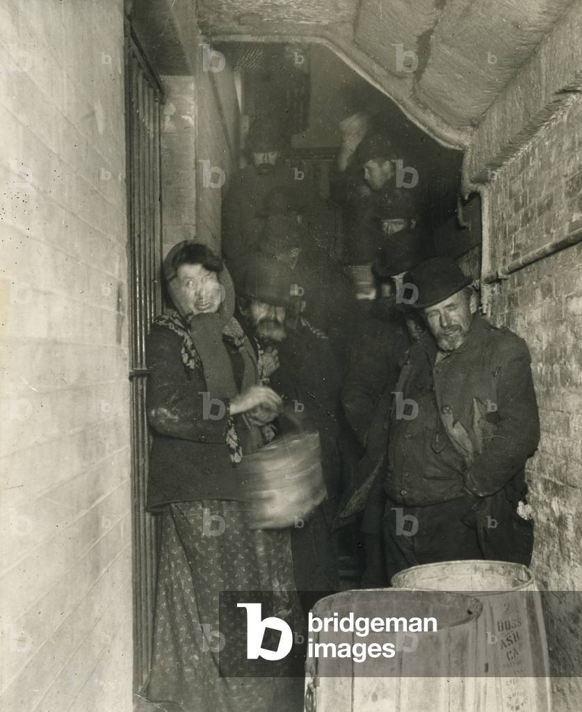 Image of Waiting to Be Let in the Mulberry Street Station, 1892 by Riis ...