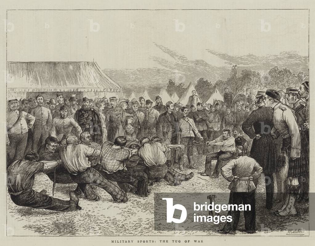 Image of Military Sports, the Tug of War (engraving) by Ralston ...