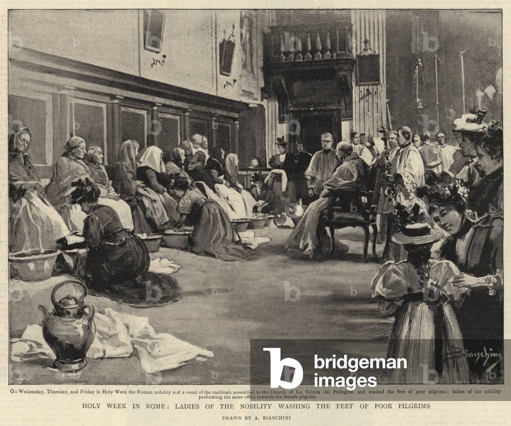 Image of Holy Week in Rome, Ladies of the Nobility washing the by ...