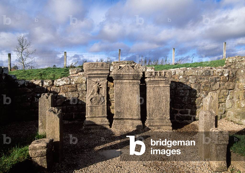 Image of Stone altars, Temple of Mithras, Roman Fort, Hadrian's Wall, Carrawburgh