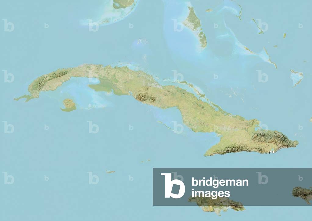 Image of Cuba, Relief Map With Border