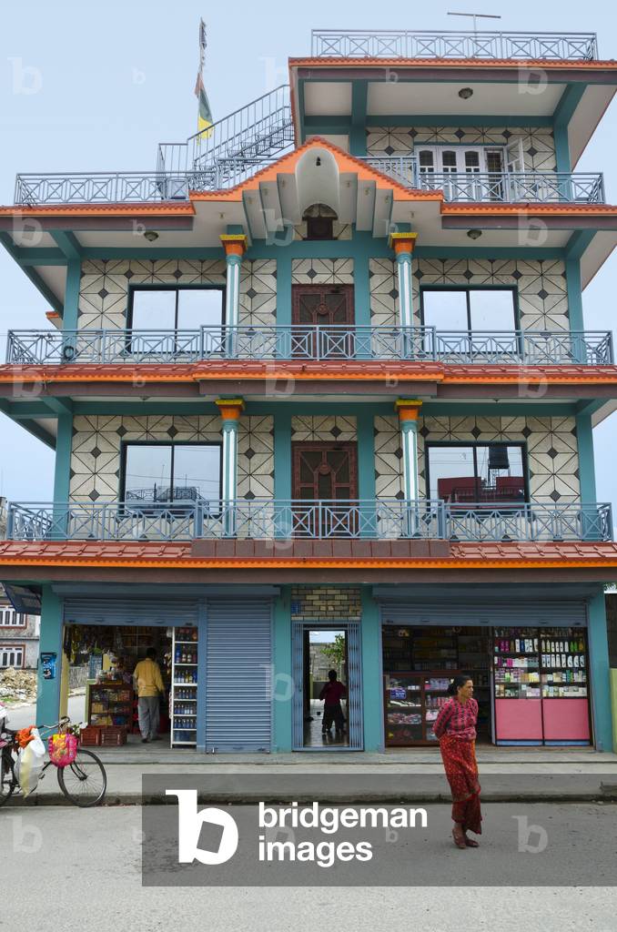 Image of Typical modern Nepali house in residential city area, Pokhara ...