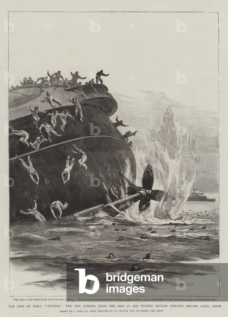 Image of La perte du HMS « Victoria », les hommes sautant du navire by ...