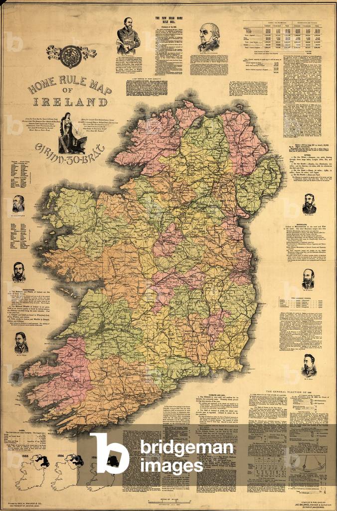 Image of Map of Ireland supporting the 1893 "Home Rule" bill then