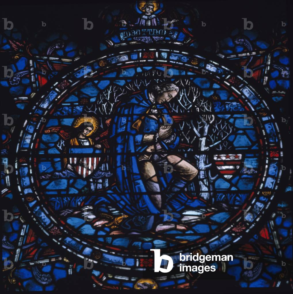 Image of Washington Praying at Valley Forge, stained glass window
