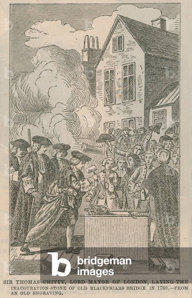 Image of Sir Thomas Chitty laying the inauguration stone (engraving) by ...