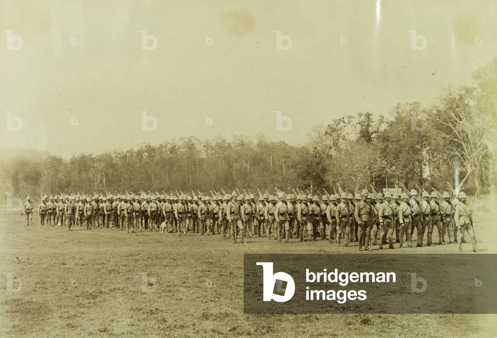 Image of The Second Devonshire Regiment of the British Army, led by