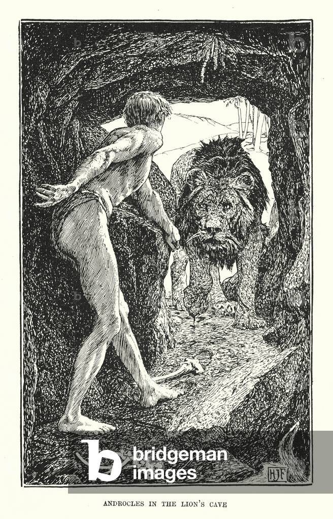 Image of Androcles in the lion's cave (engraving) by Ford, Henry ...