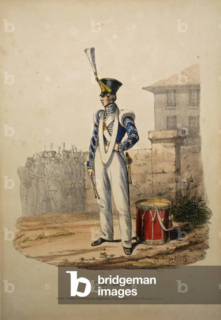 Image of Royal Marines Drummer, c.1829 (hand-coloured litho) by Hull ...