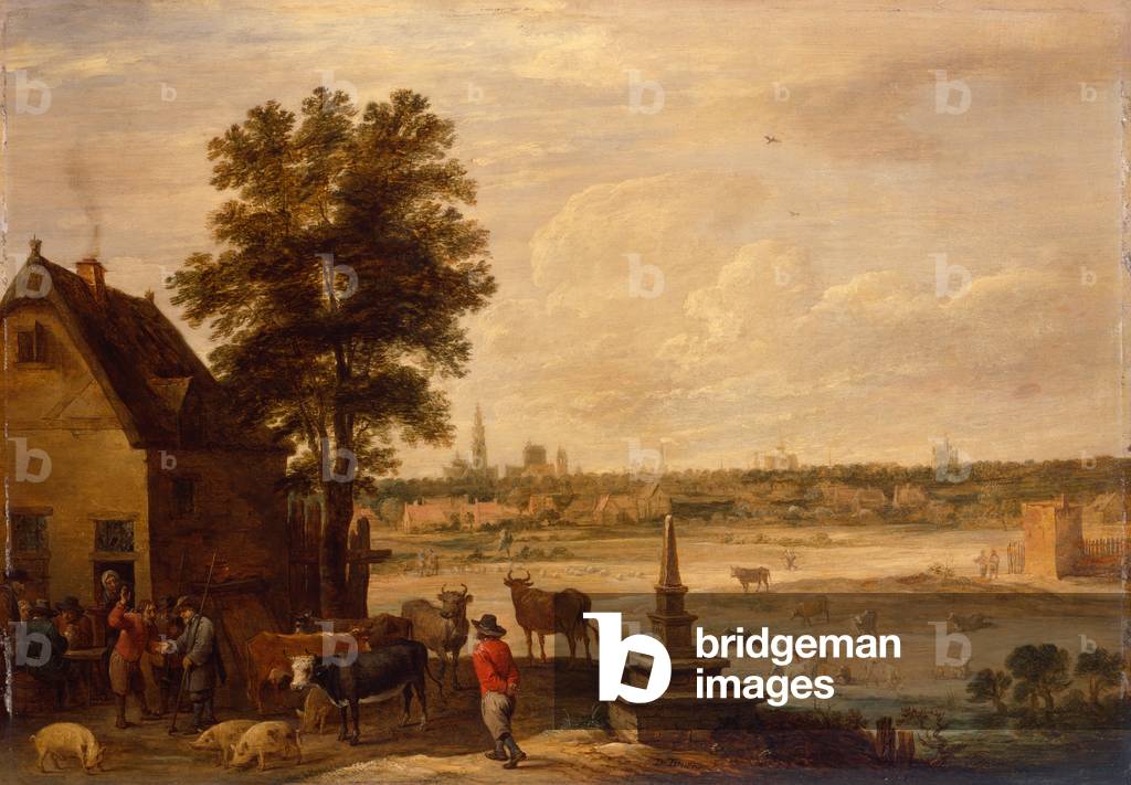 Image of Peasants striking a Bargain over the Sale of a Pig by Teniers ...