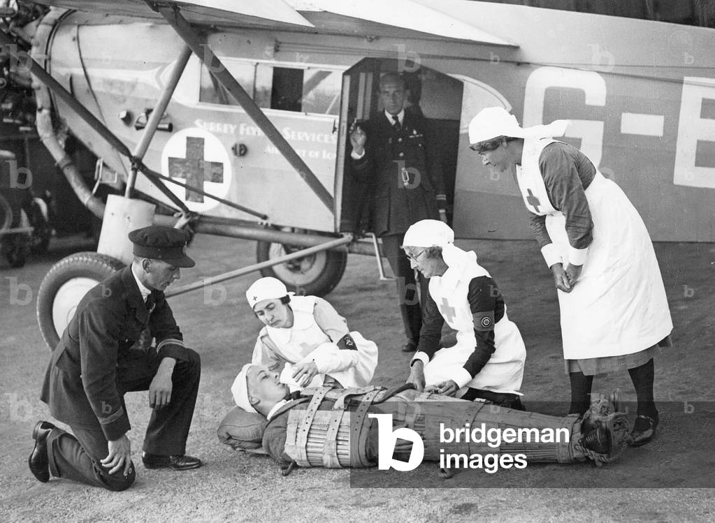 Image of Nurses of the British Red Cross during an exercise, 1933
