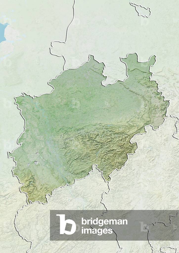 Image of State of North Rhine-Westphalia, Germany, Relief Map