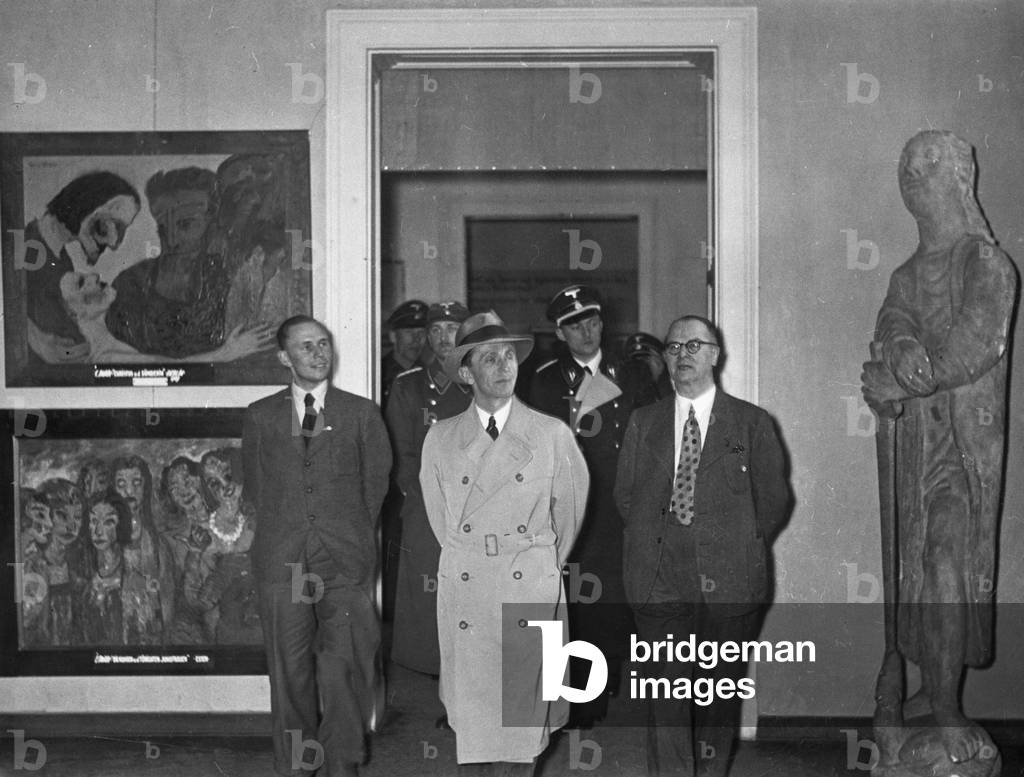 Image of Joseph Goebbels at the exhibition 'Degenerate Art' in Berlin, 1938