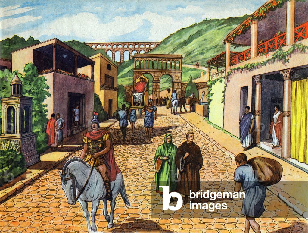 Image of Gallo-Roman villa, 1948 (illustration) by Rossignol, Andre ...